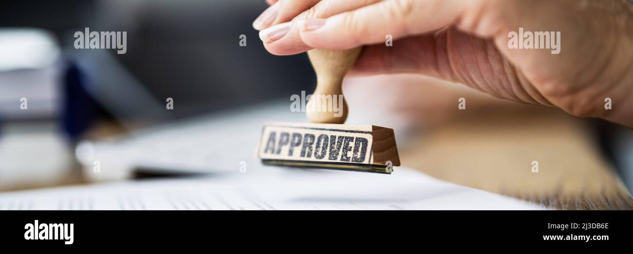 Approve Document And Work Permit Stamp. Application Approved Stock ...