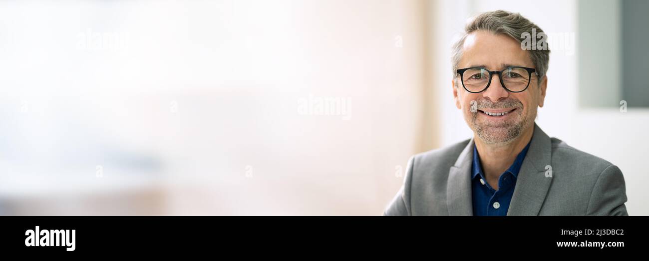 Confident Senior Man Video Conference Chat Portrait Stock Photo - Alamy