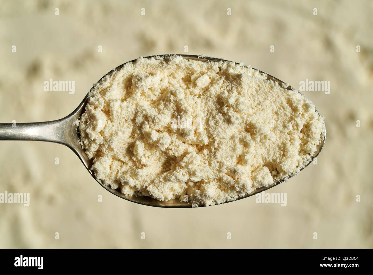 Whey protein powder on a spoon - healthy nutritional supplement Stock ...