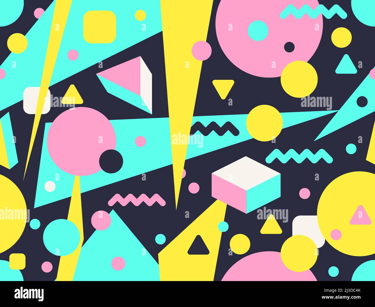 Geometric seamless pattern in 80s memphis style. Isometric geometric 3D ...