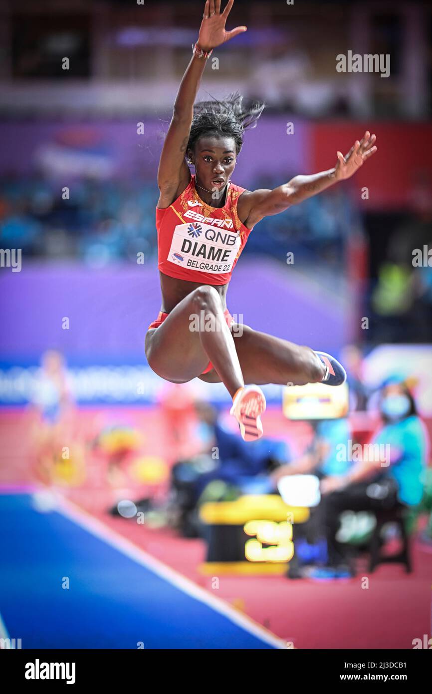 Fatima Diame jumping at the Belgrade 2022 Indoor World Championship in ...