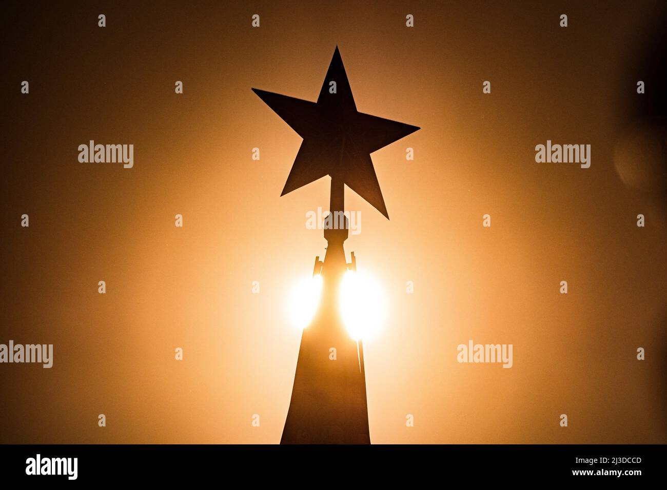 Genre photography. Ruby star on the Kremlin's Spasskaya Tower. 26.03. ...