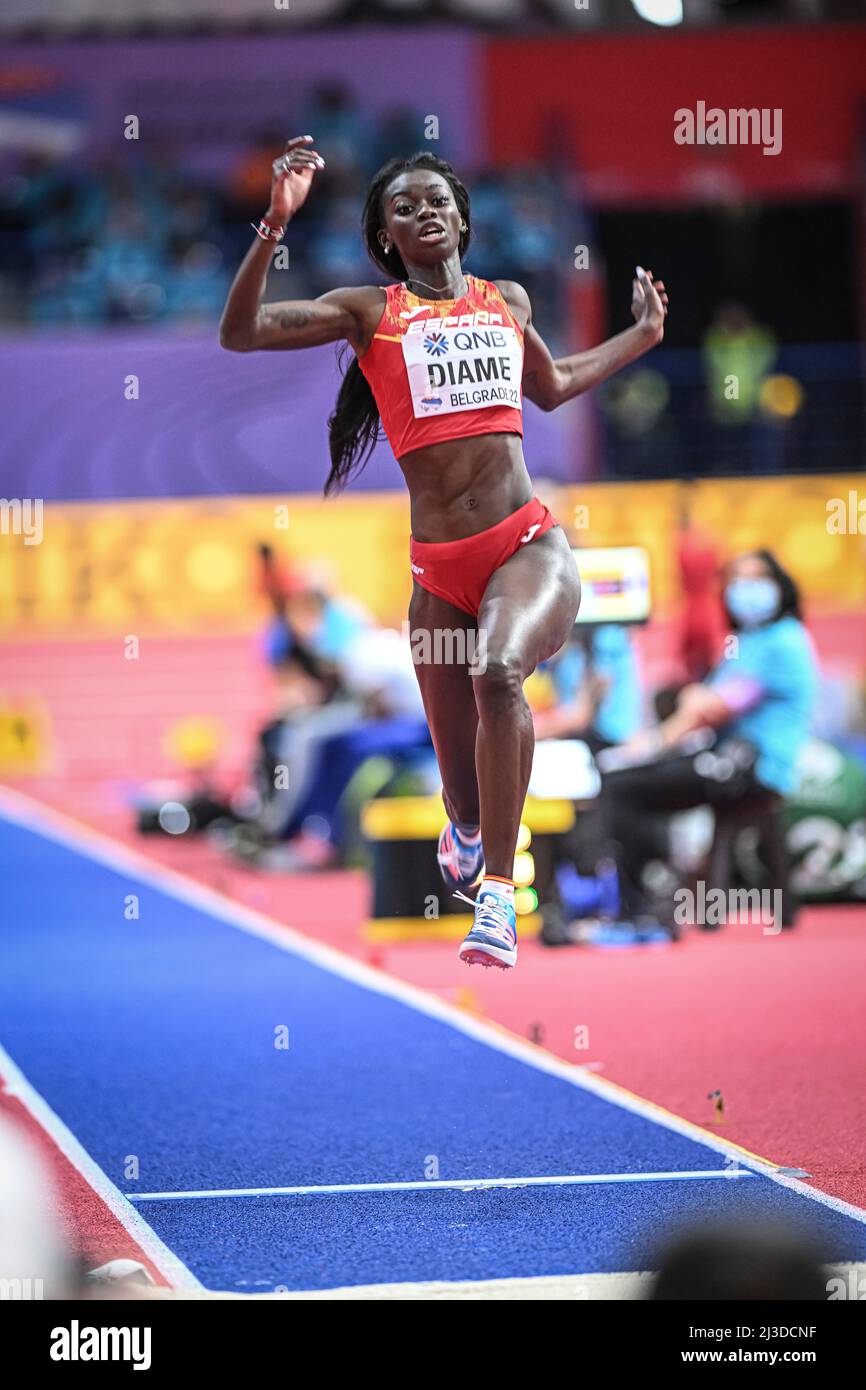Fatima Diame jumping at the Belgrade 2022 Indoor World Championship in ...