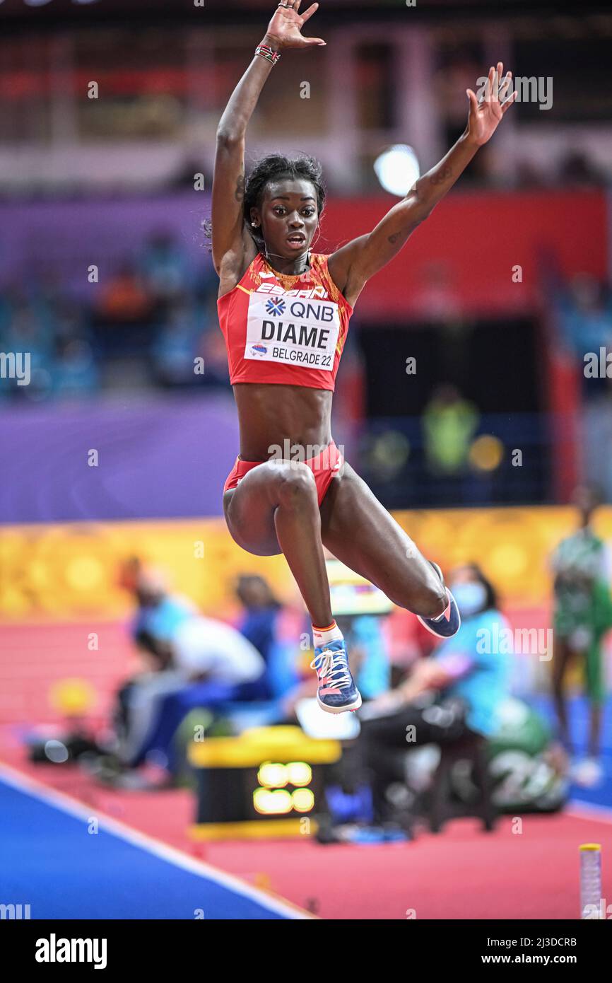 Fatima Diame jumping at the Belgrade 2022 Indoor World Championship in ...