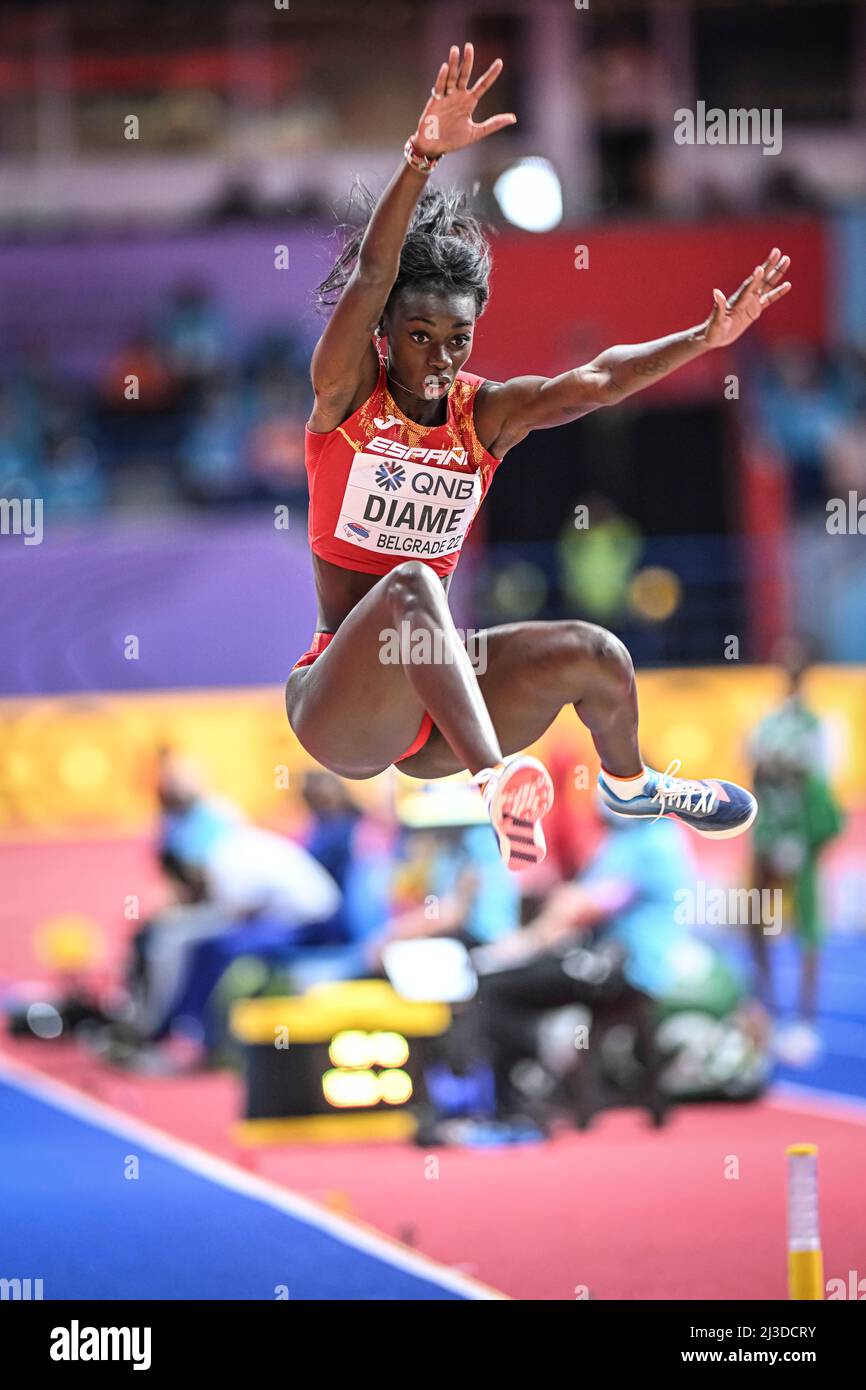 Fatima Diame jumping at the Belgrade 2022 Indoor World Championship in ...
