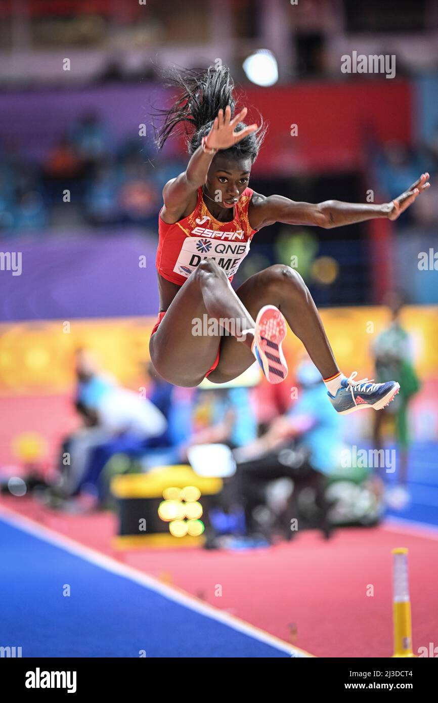 Fatima Diame jumping at the Belgrade 2022 Indoor World Championship in ...