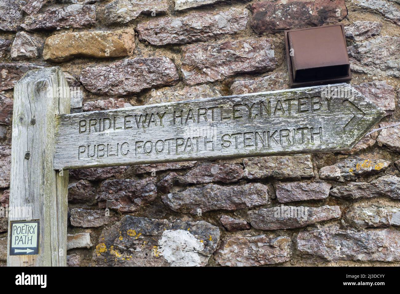 03.04.2022 Kirkby Stephen, Cumbria, Uk. Fingerpost sign pointing to the ...