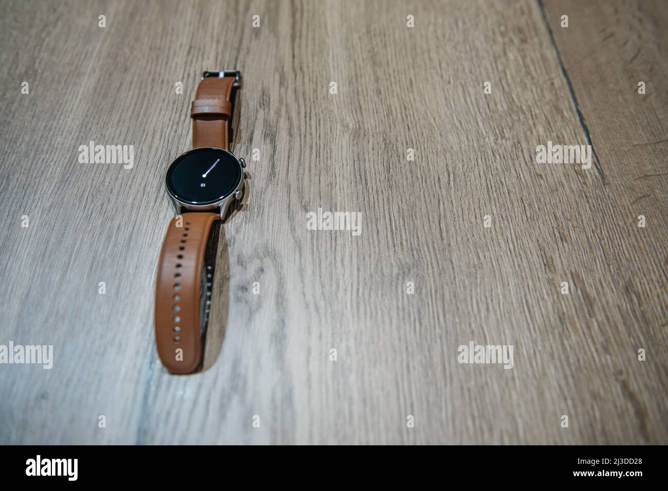 Modern watch with leather strap hi-res stock photography and images - Alamy