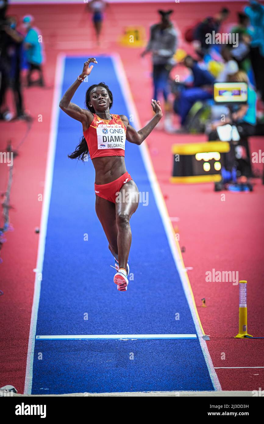 Fatima Diame jumping at the Belgrade 2022 Indoor World Championship in ...