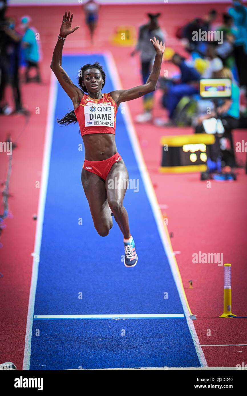 Fatima Diame jumping at the Belgrade 2022 Indoor World Championship in ...