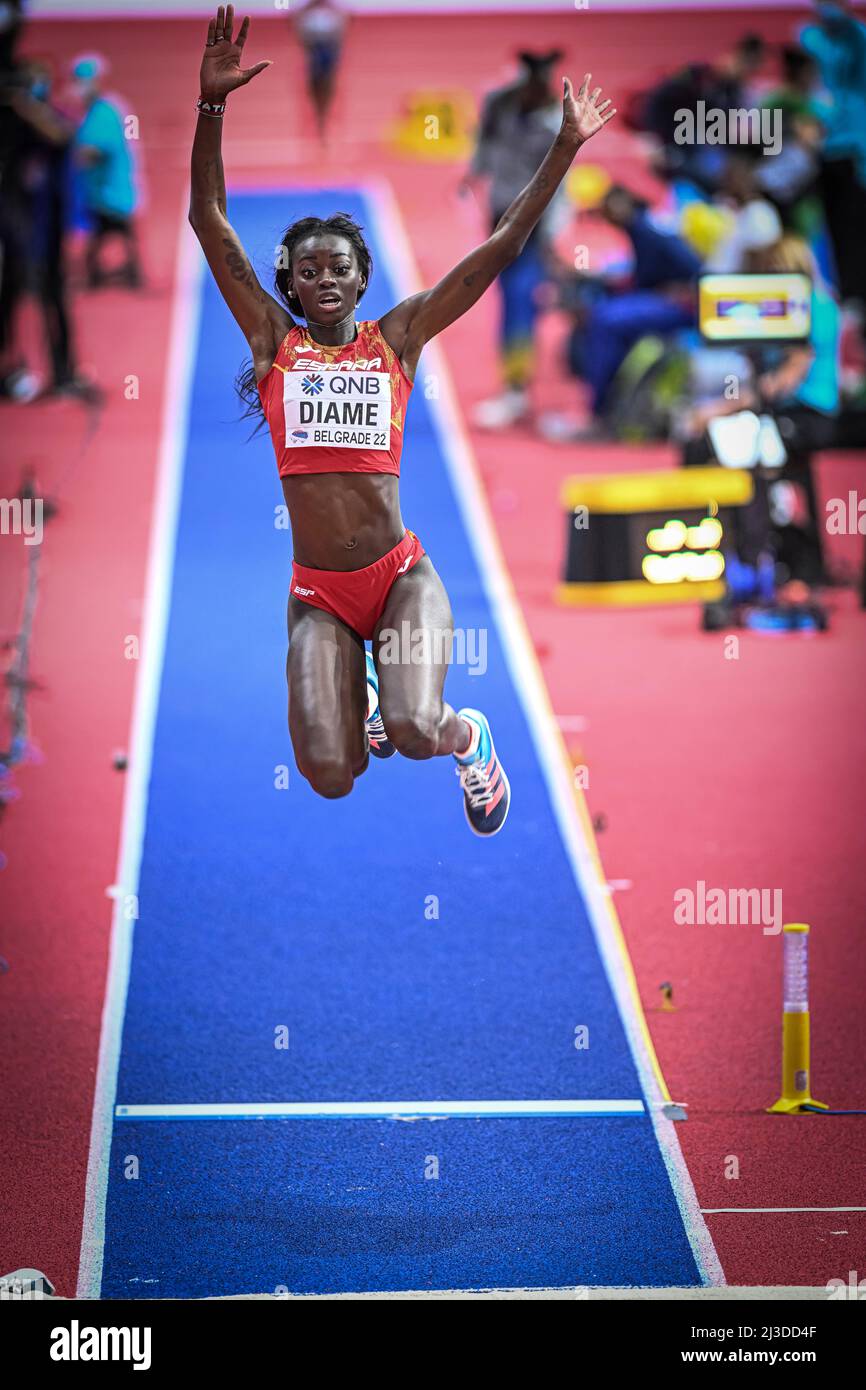 Fatima Diame jumping at the Belgrade 2022 Indoor World Championship in ...