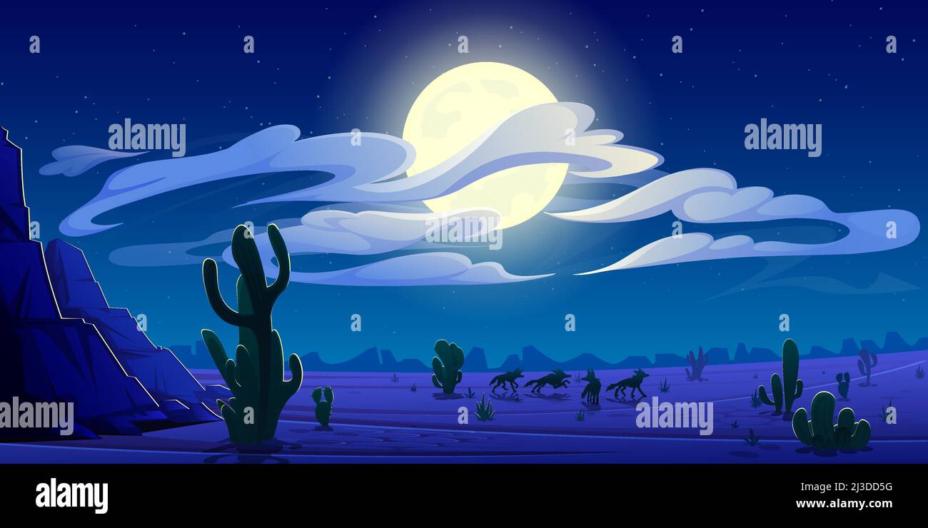 Arizona Night Desert Landscape Natural Wild West Background With
