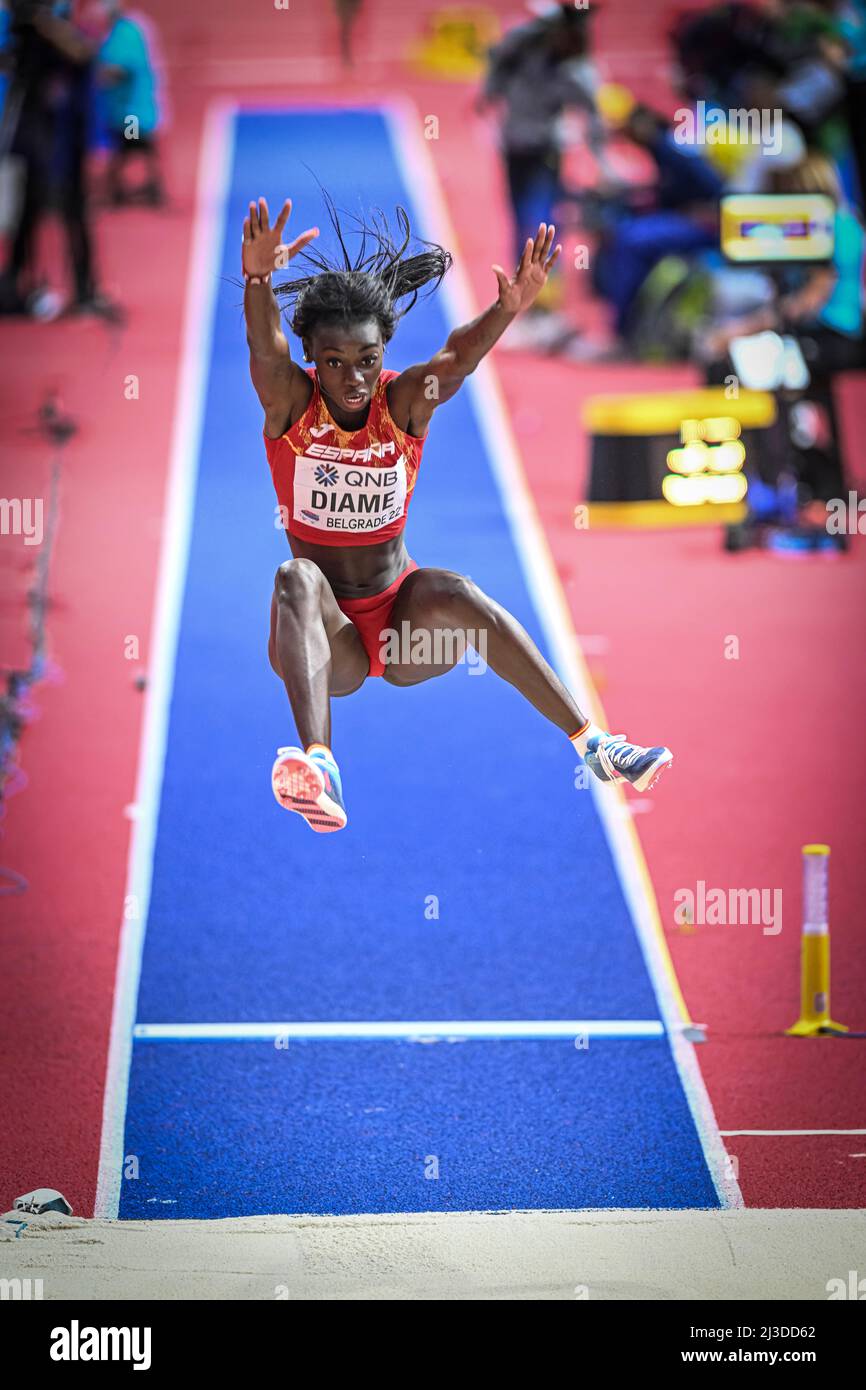 Fatima Diame jumping at the Belgrade 2022 Indoor World Championship in ...