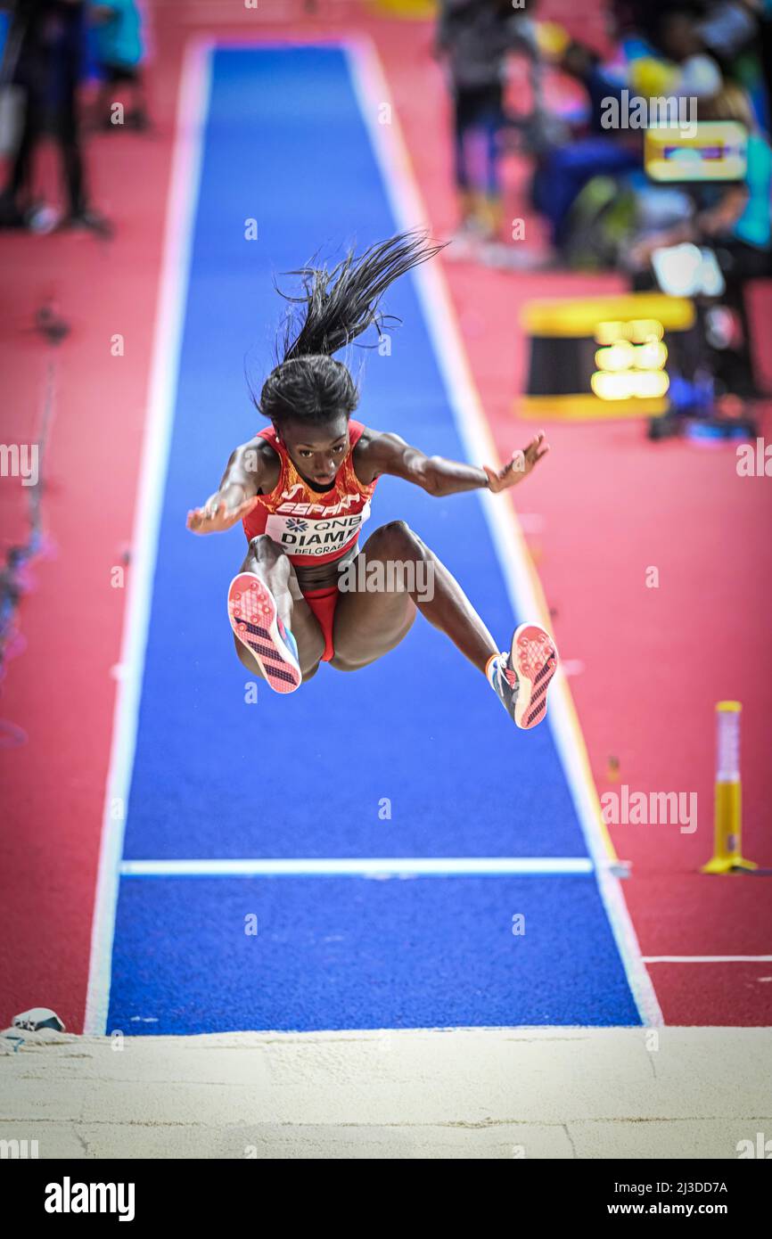Fatima Diame jumping at the Belgrade 2022 Indoor World Championship in ...