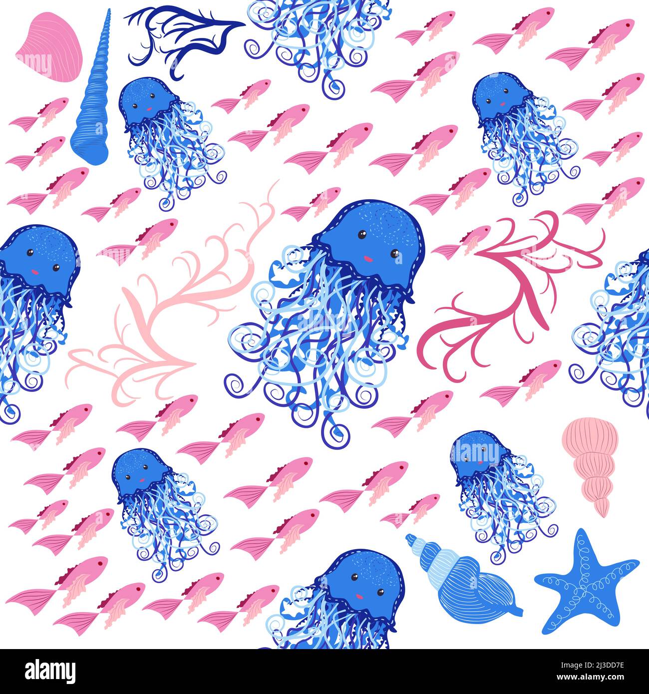 Jellyfish animals bright seamless patterns. Seamless pattern with ...