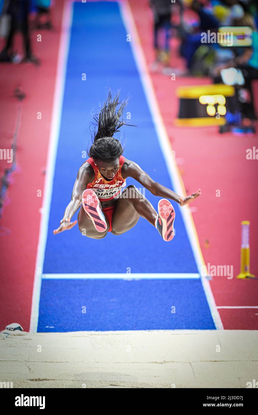 Fatima Diame jumping at the Belgrade 2022 Indoor World Championship in ...