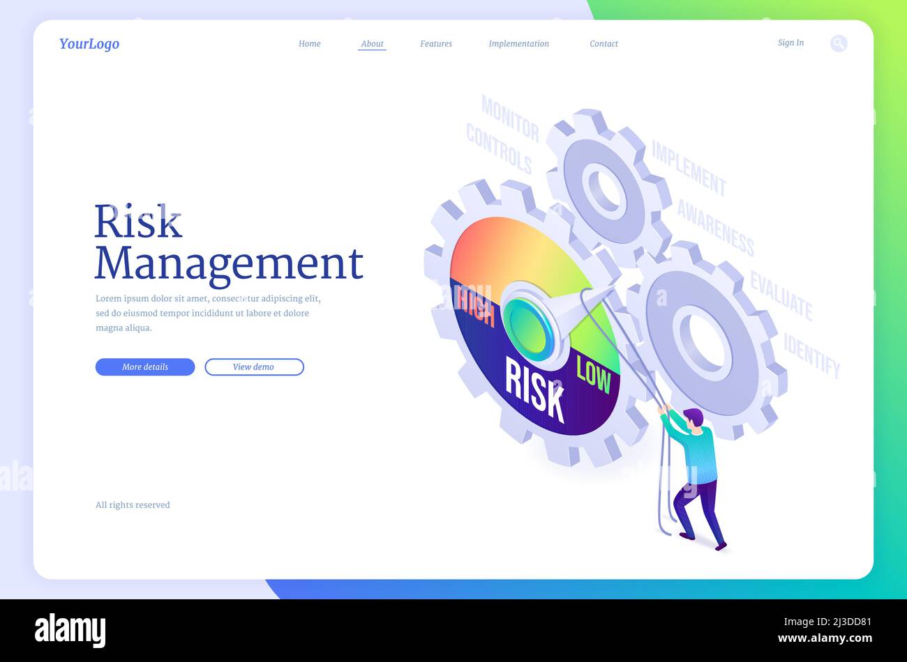 Risk management banner. Concept of analysis business process, finance ...