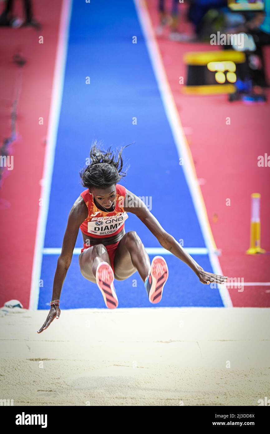 Fatima Diame jumping at the Belgrade 2022 Indoor World Championship in ...