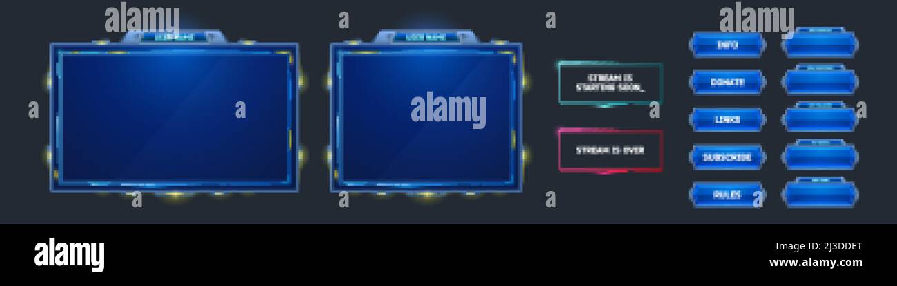 Space stream overlay, game twitch ui frame. Streaming screen, gamer ...