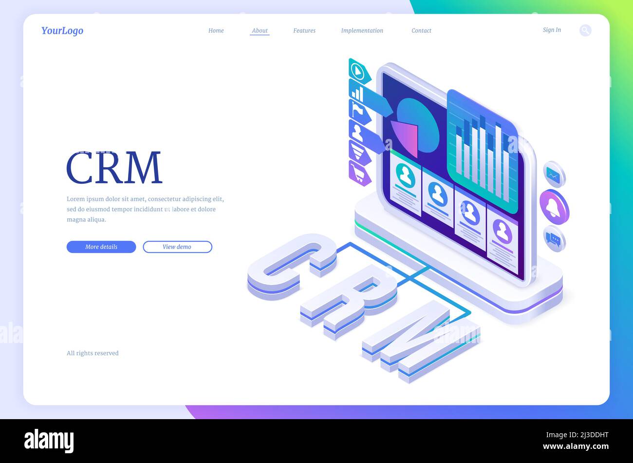CRM banner. Concept of customer relationship management, marketing ...
