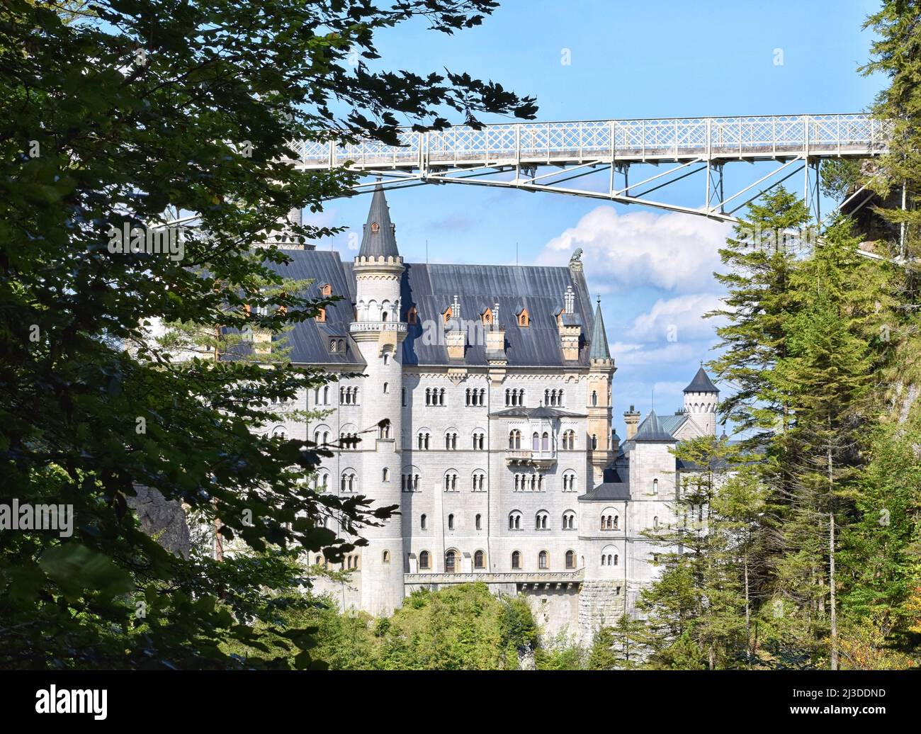 View of Neuschwanstein Castle, also known as "Disney castle". palace of ...