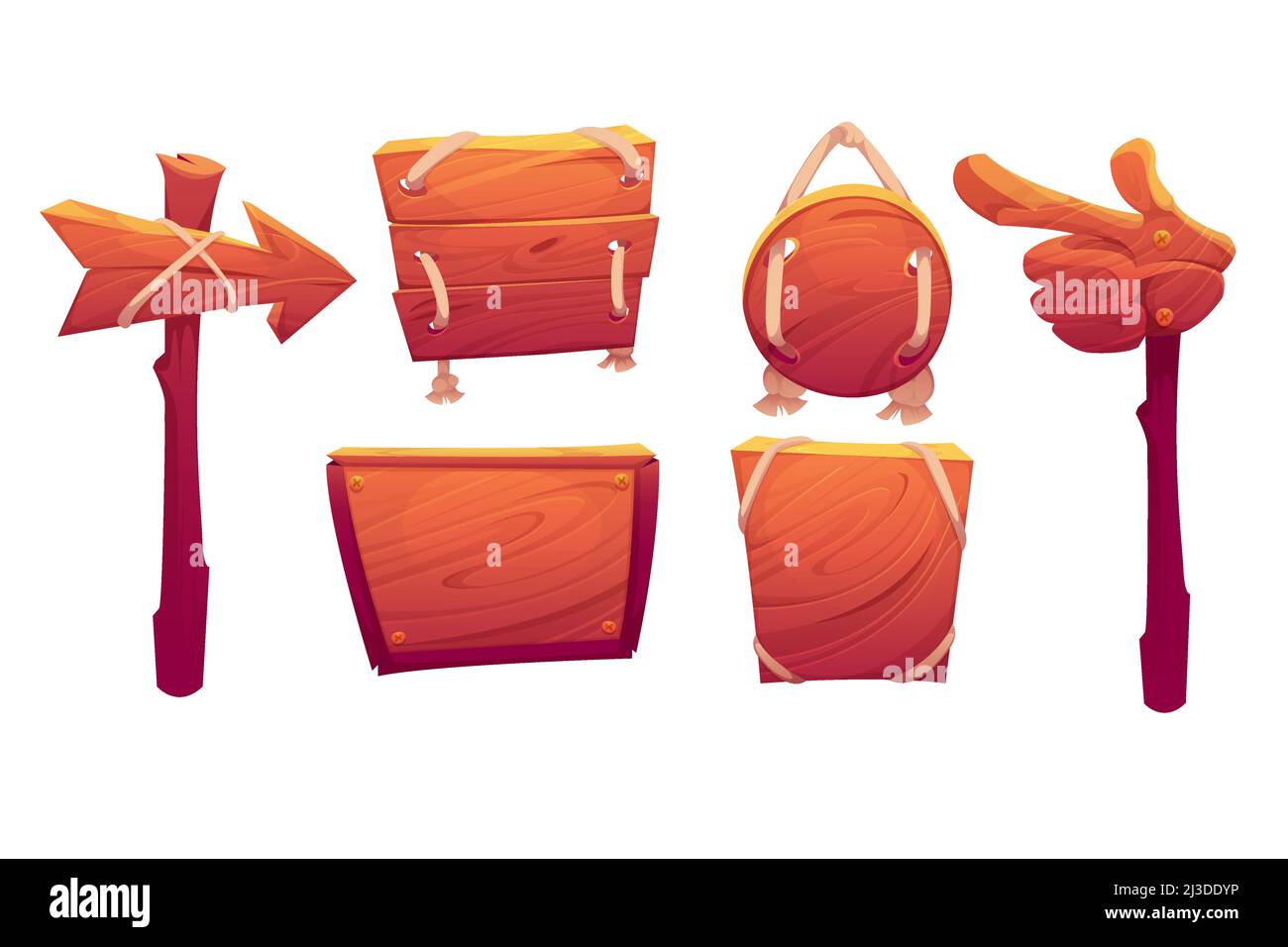 Wooden signboards, plank and pointers in shape of arrow and hand ...