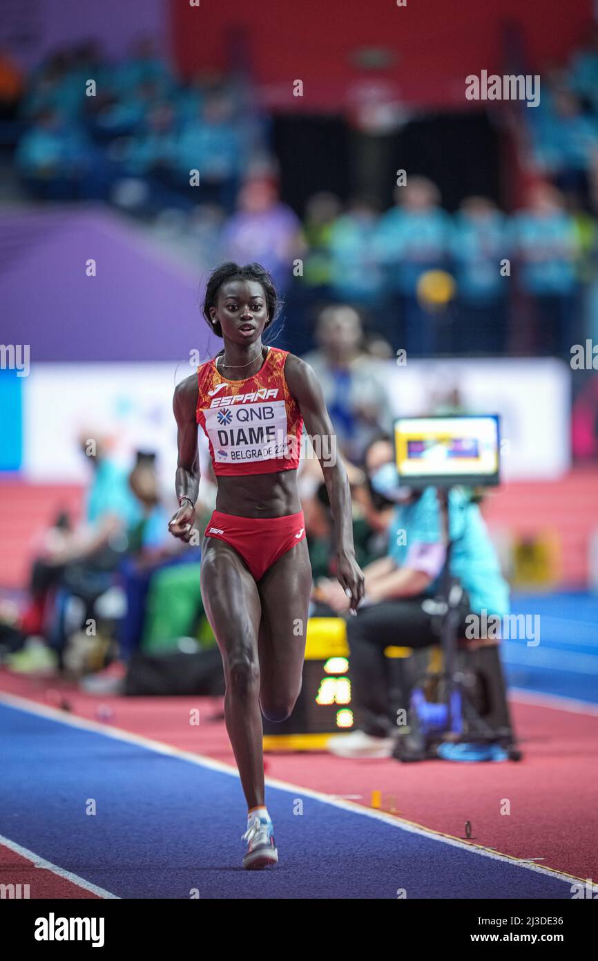 Fatima Diame jumping at the Belgrade 2022 Indoor World Championship in ...