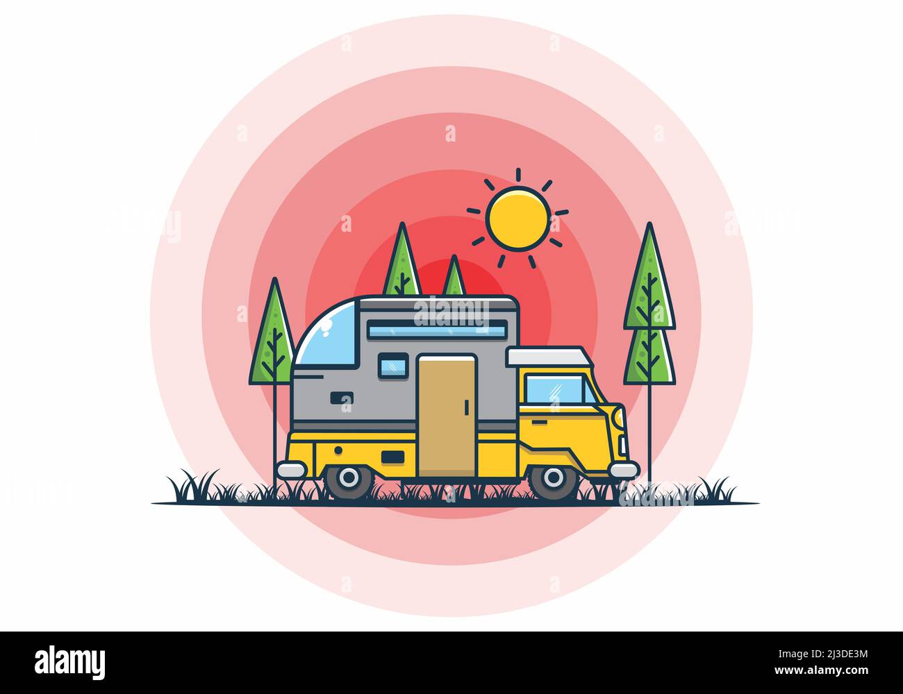 custom camper car flat illustration design Stock Vector Image & Art - Alamy