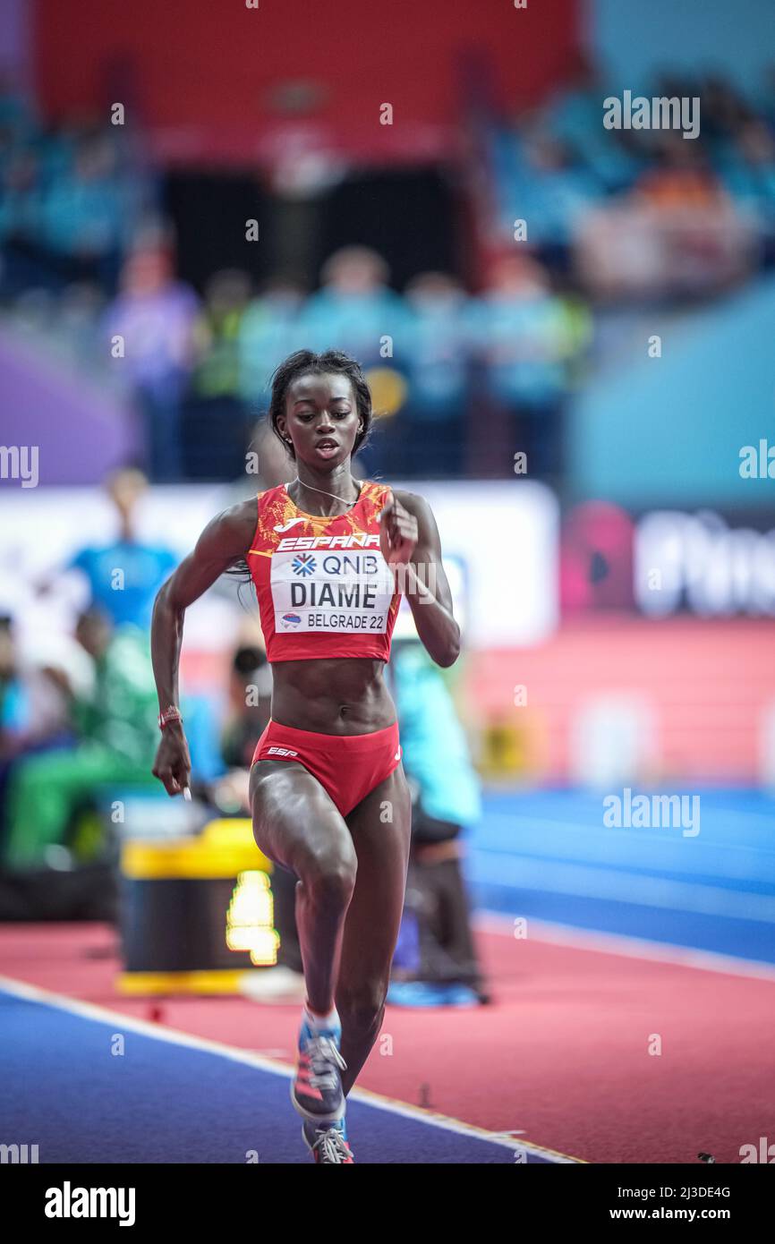 Fatima Diame jumping at the Belgrade 2022 Indoor World Championship in ...