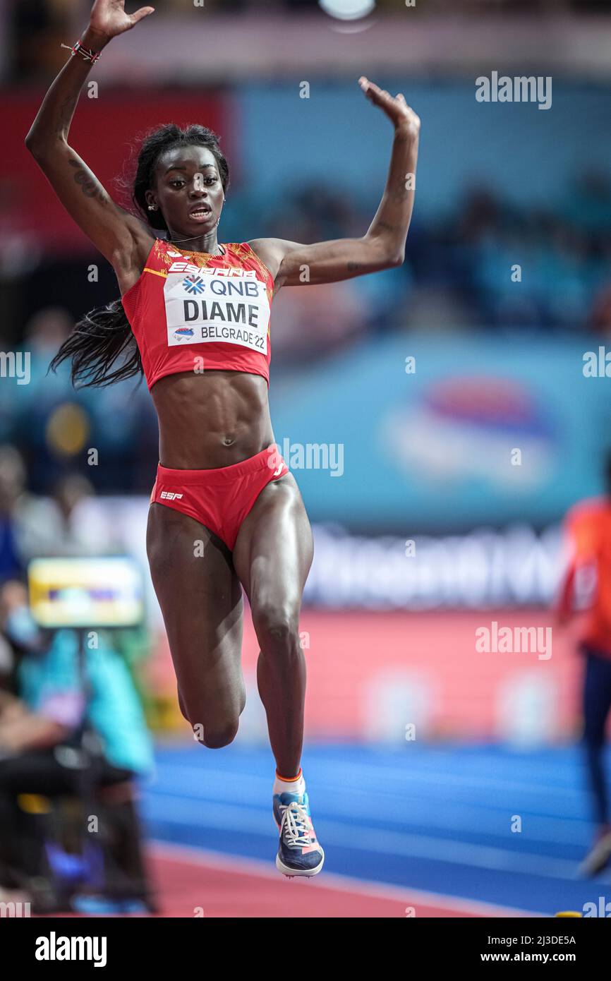 Fatima Diame jumping at the Belgrade 2022 Indoor World Championship in ...