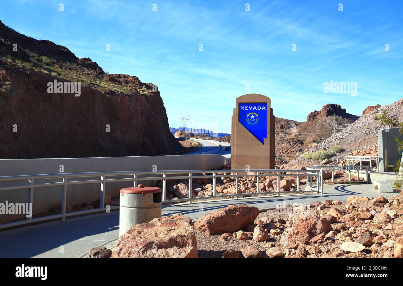 Nevada State Welcome Sign Stock Photo - Alamy