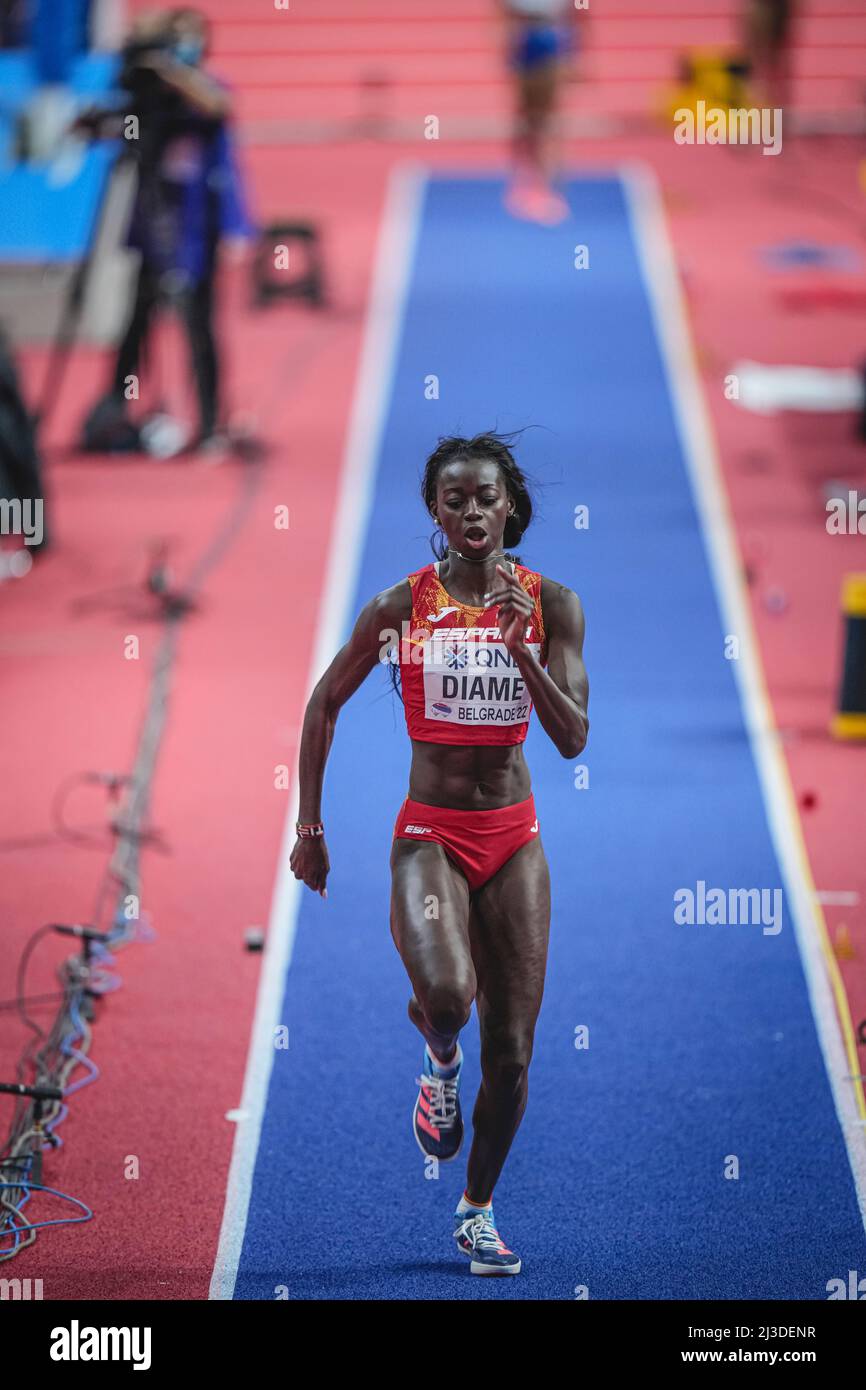 Fatima Diame jumping at the Belgrade 2022 Indoor World Championship in ...