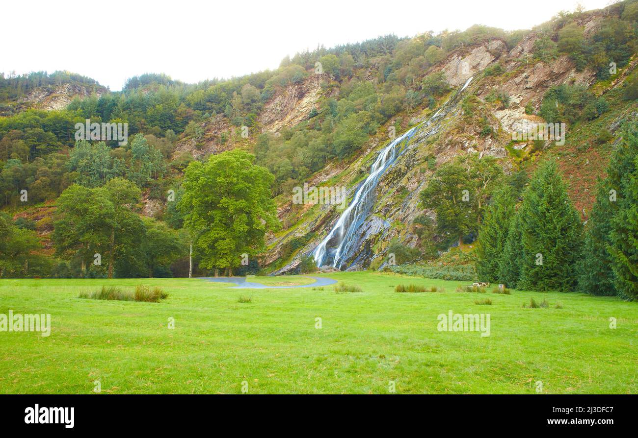 Majestic water cascade of Powerscourt Waterfall, the highest waterfall ...
