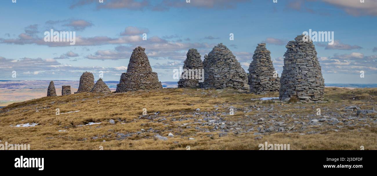 Nine Standards Rigg is the summit of Hartley Fell in the Pennine Hills ...