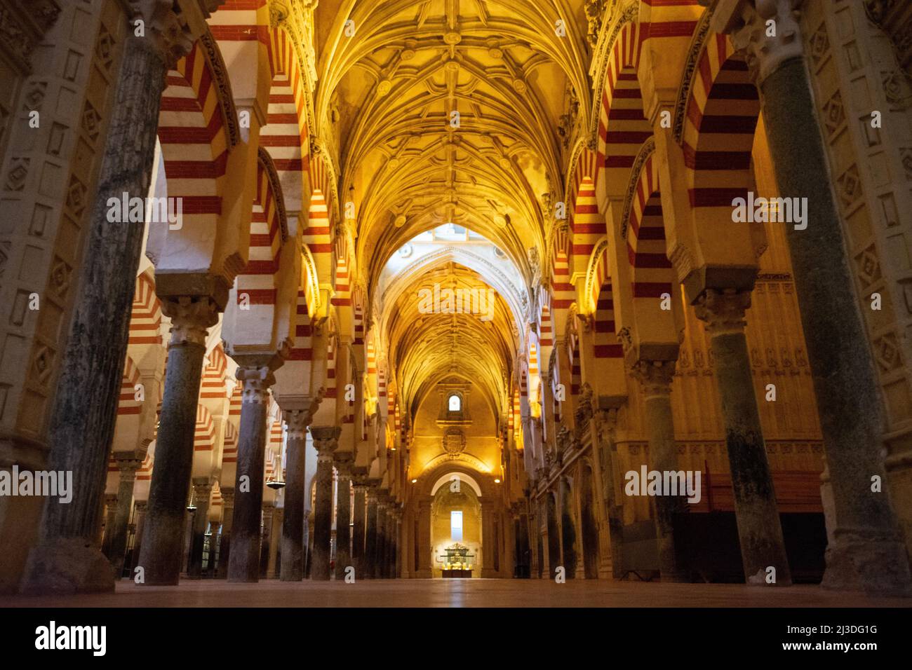 Medieval moorish architecture, colorful achways with columns in old ...