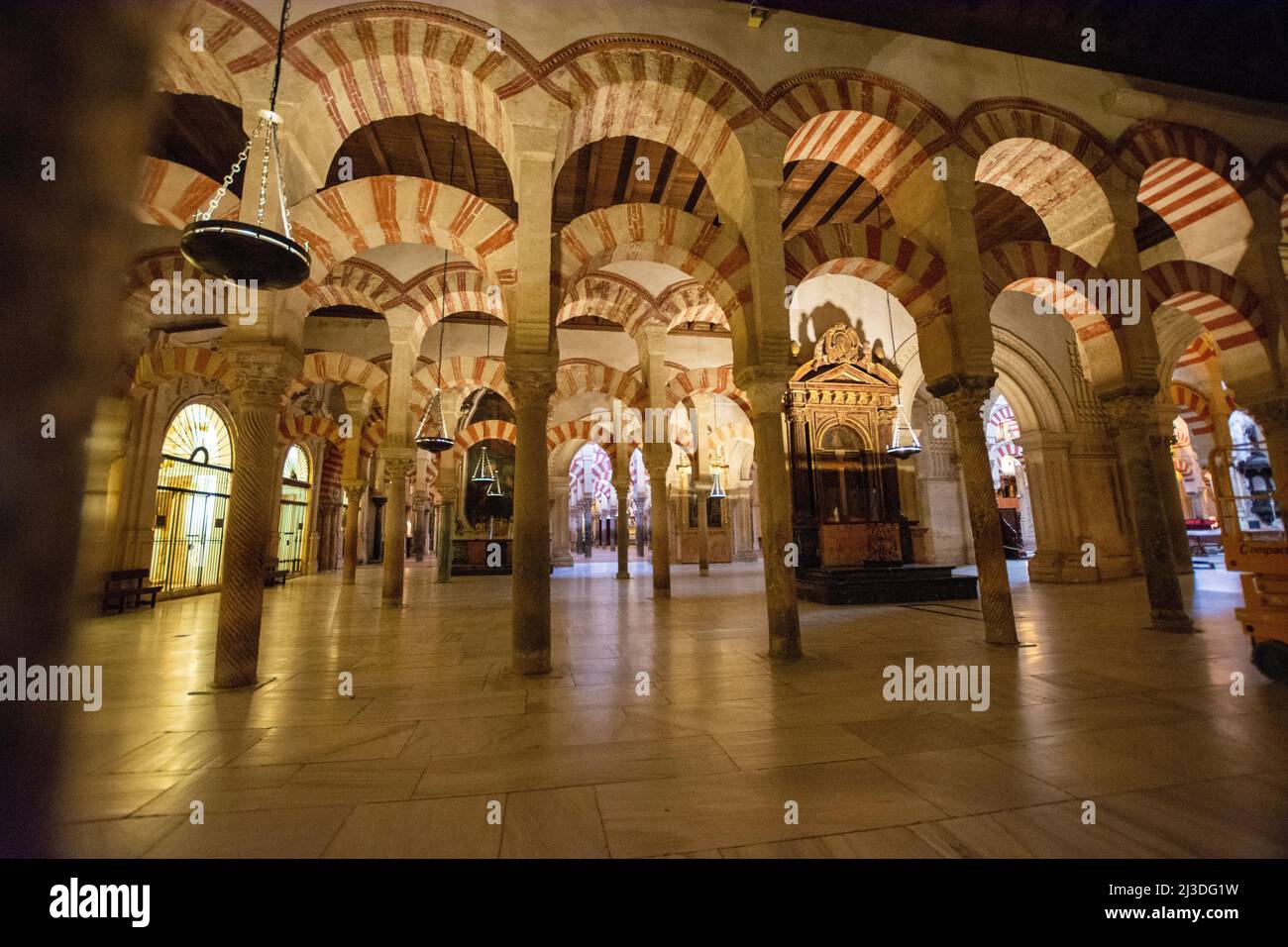Medieval moorish architecture, colorful achways with columns in old ...