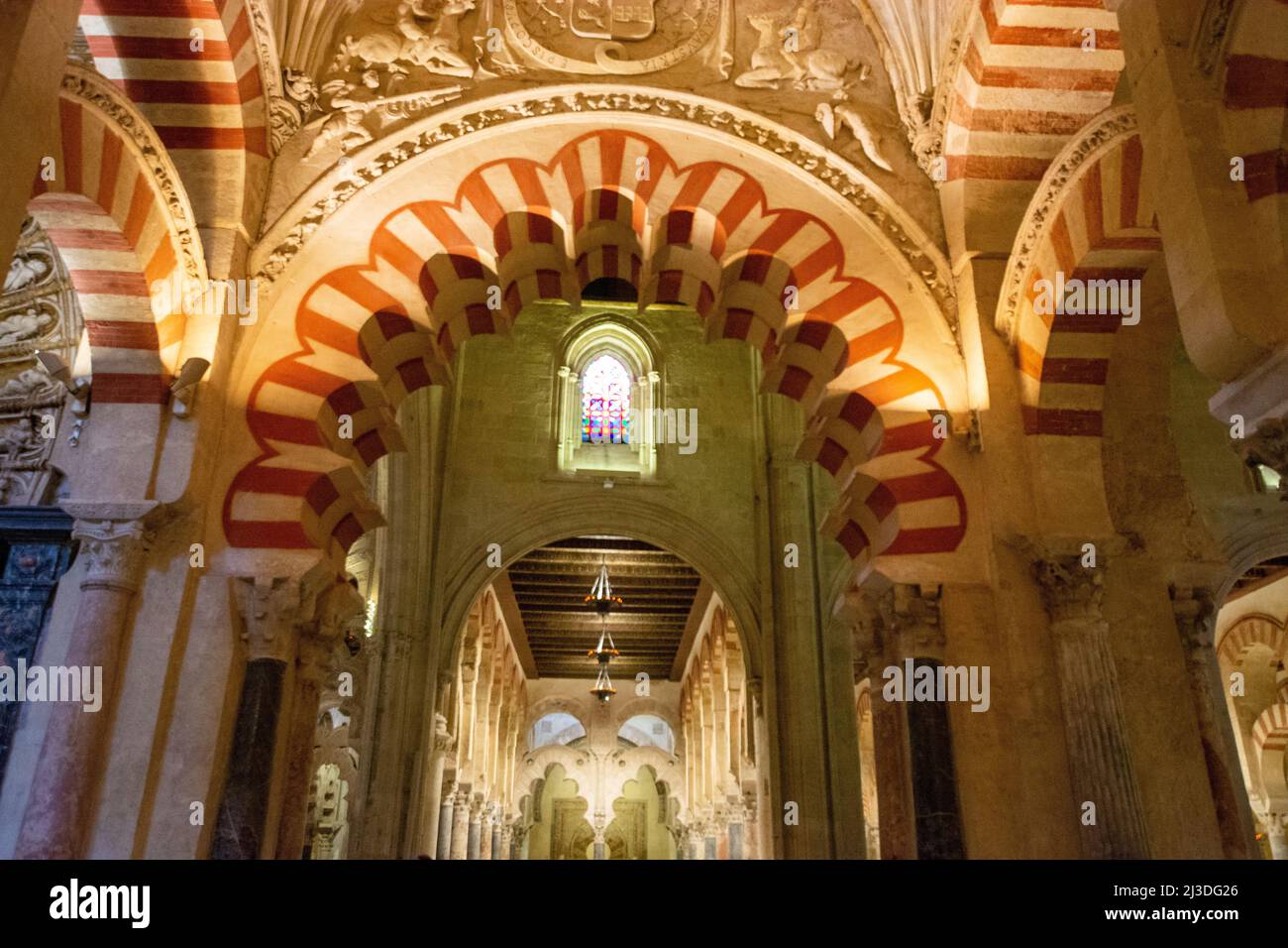 Medieval moorish architecture, colorful achways with columns in old ...