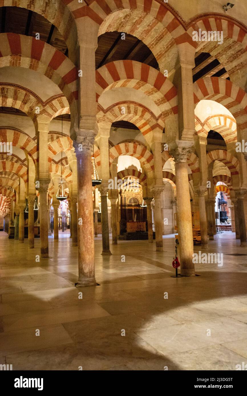 Medieval moorish architecture, colorful achways with columns in old ...