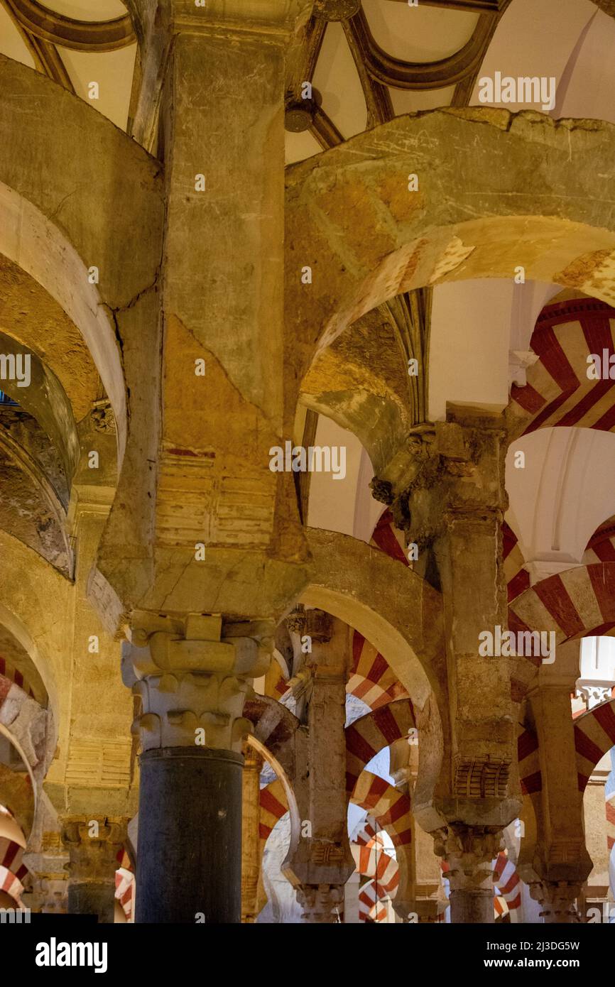 Medieval moorish architecture, colorful achways with columns in old ...
