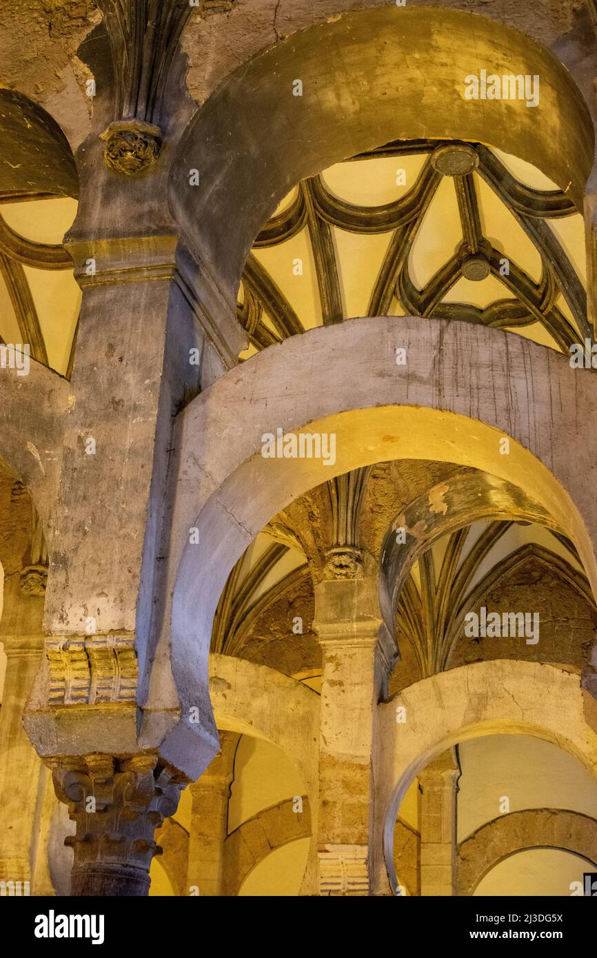 Medieval moorish architecture, colorful achways with columns in old ...