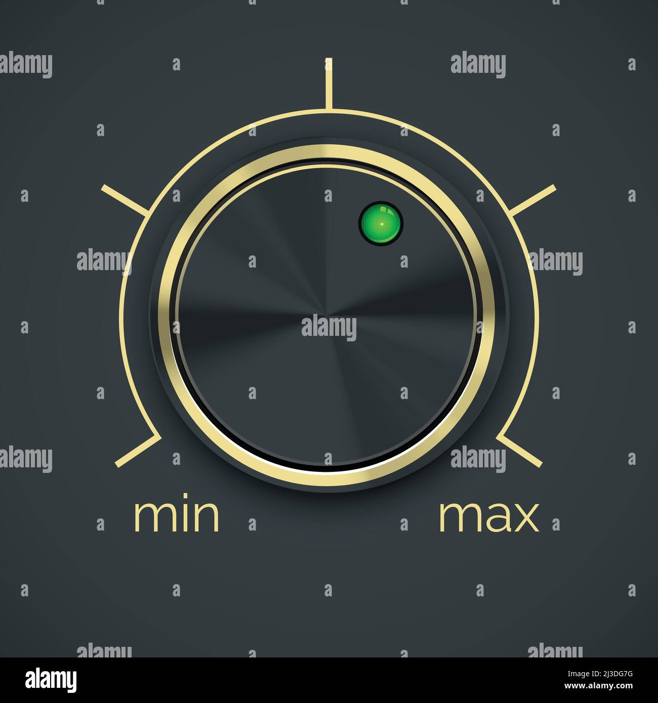Vector Circular Metal Controller with Green Button Isolated on Black ...