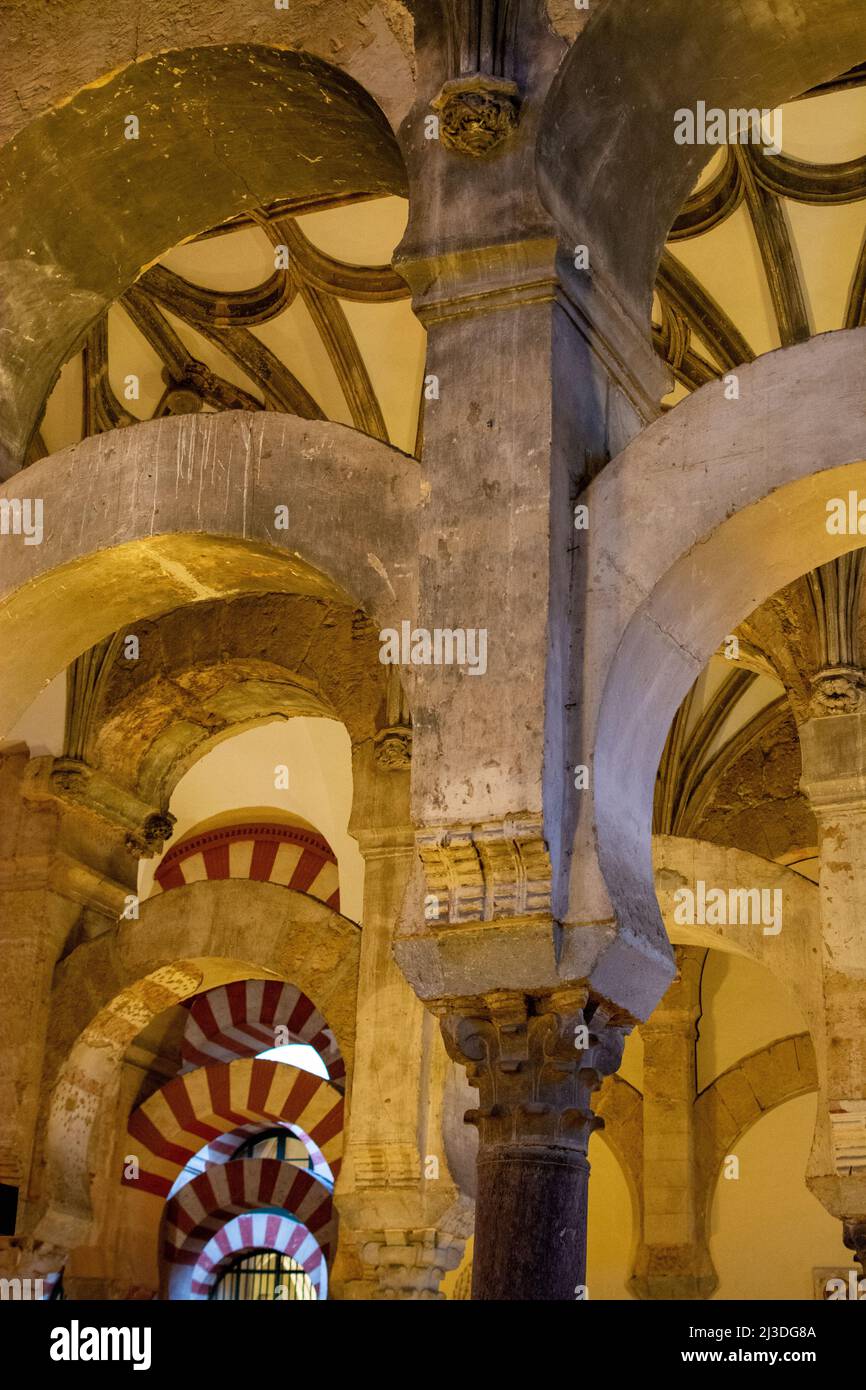 Medieval moorish architecture, colorful achways with columns in old ...