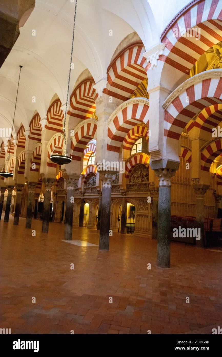 Medieval moorish architecture, colorful achways with columns in old ...