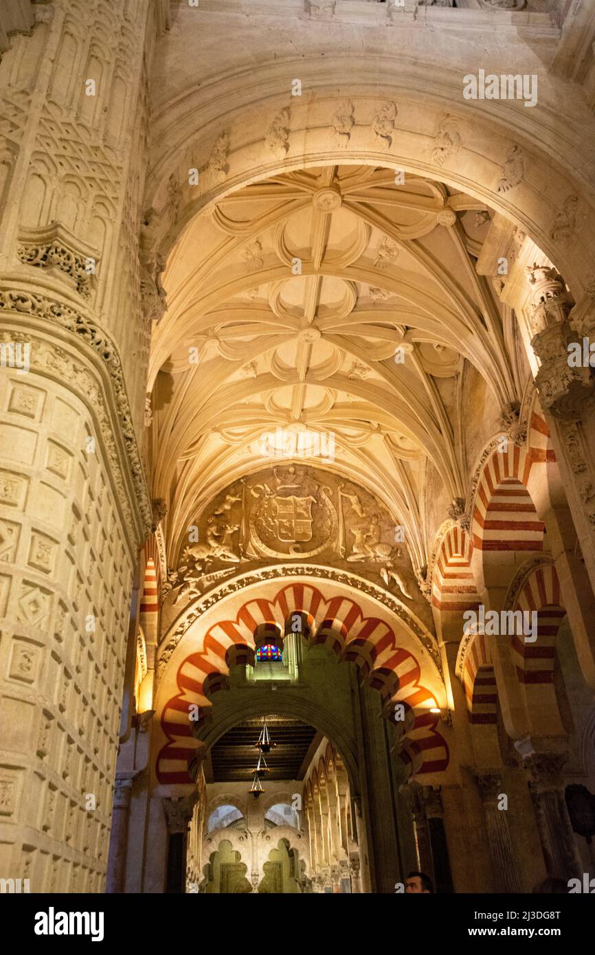 Medieval moorish architecture, colorful achways with columns in old ...