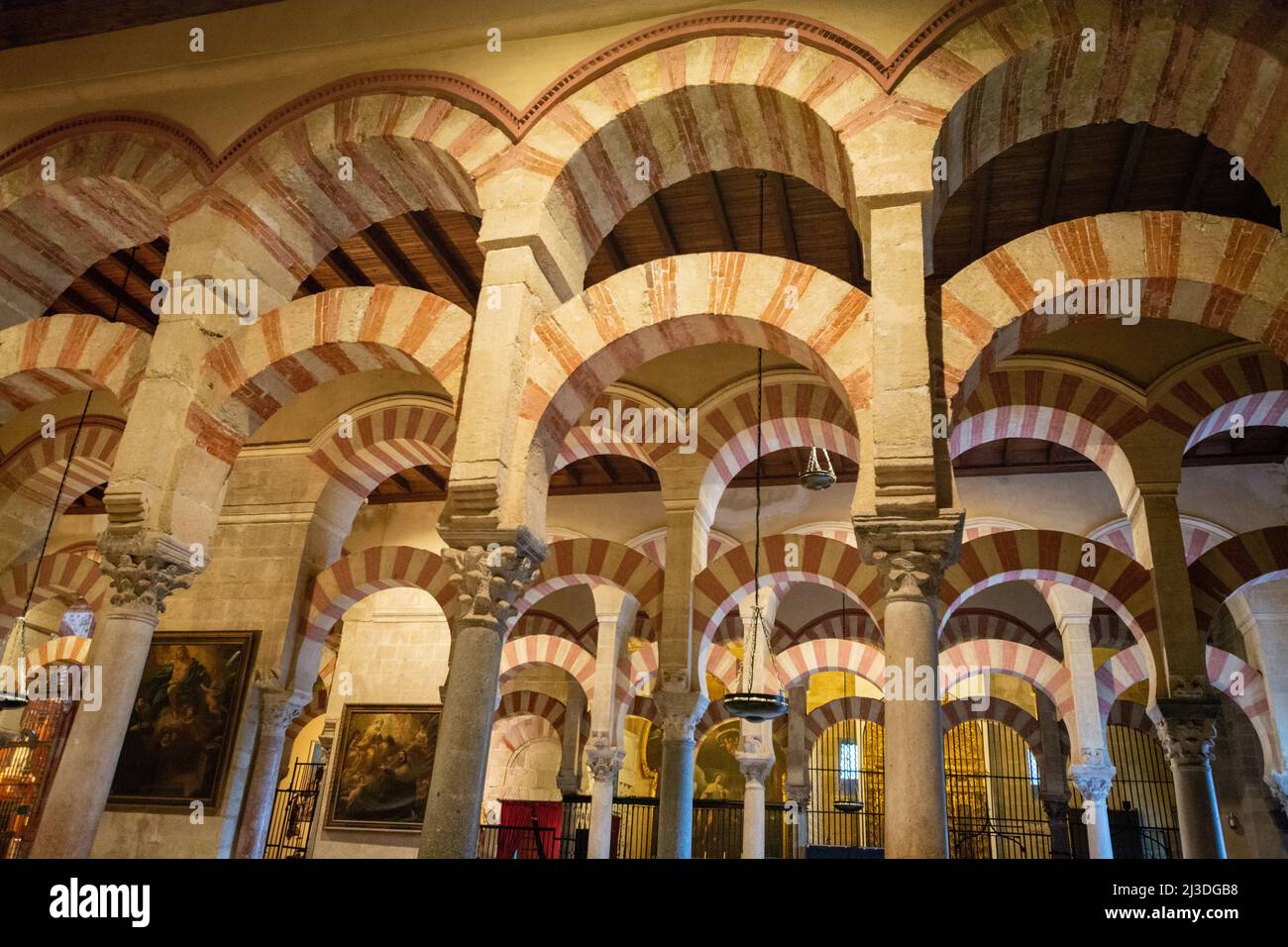 Medieval moorish architecture, colorful achways with columns in old ...