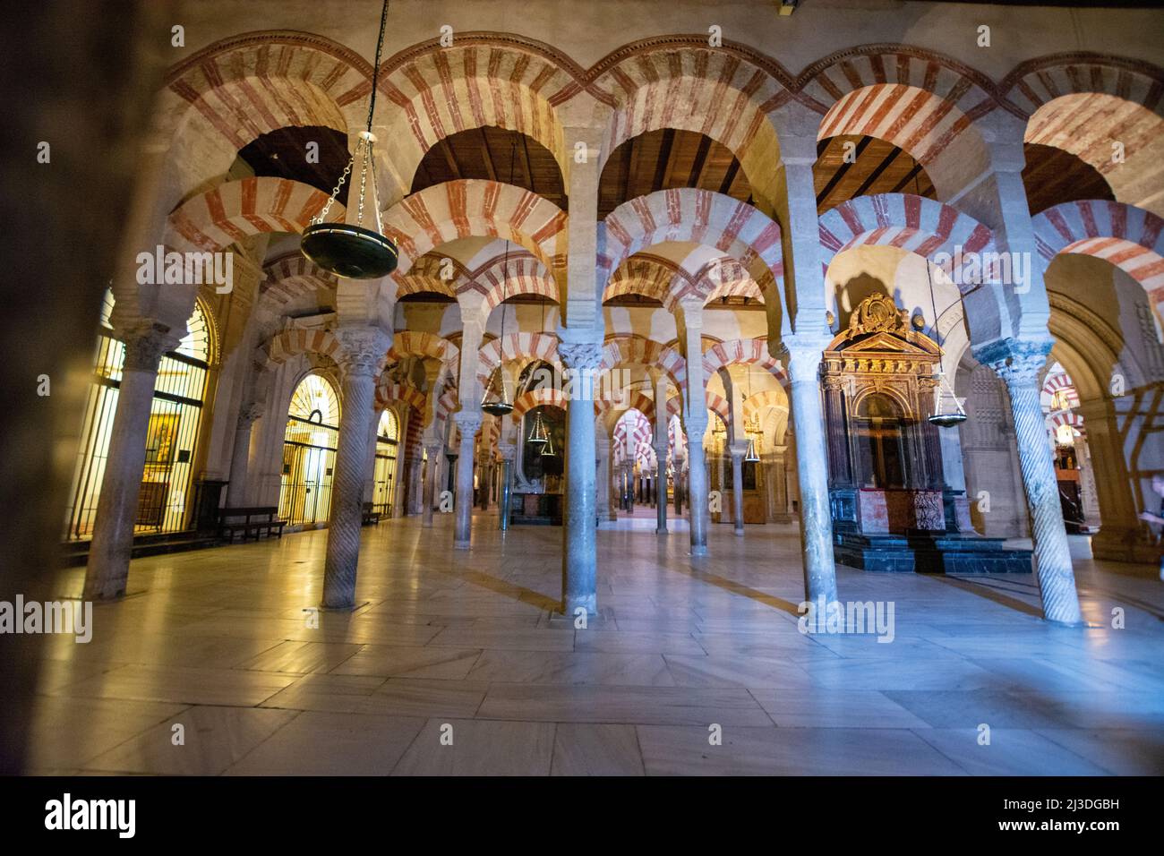 Medieval moorish architecture, colorful achways with columns in old ...