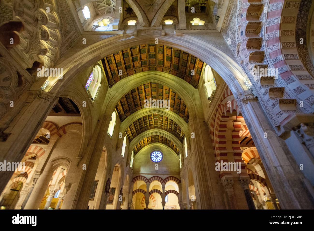 Medieval moorish architecture, colorful achways with columns in old ...