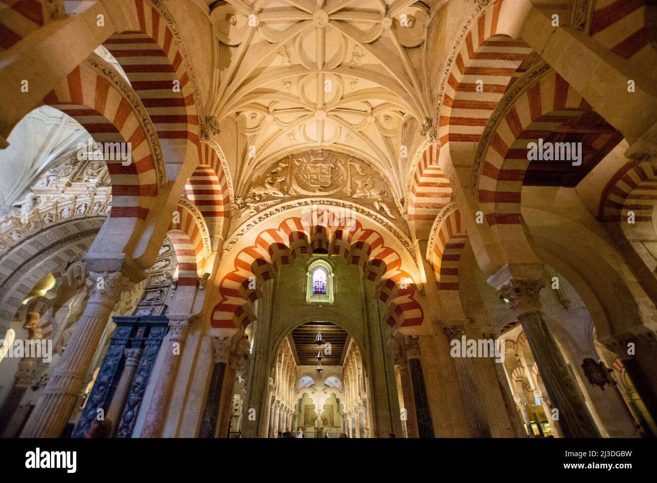 Medieval moorish architecture, colorful achways with columns in old ...