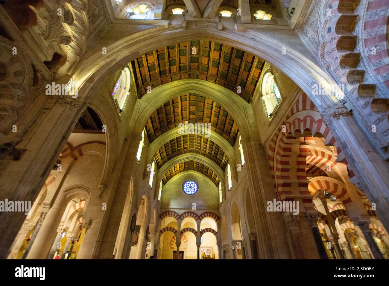Medieval moorish architecture, colorful achways with columns in old ...