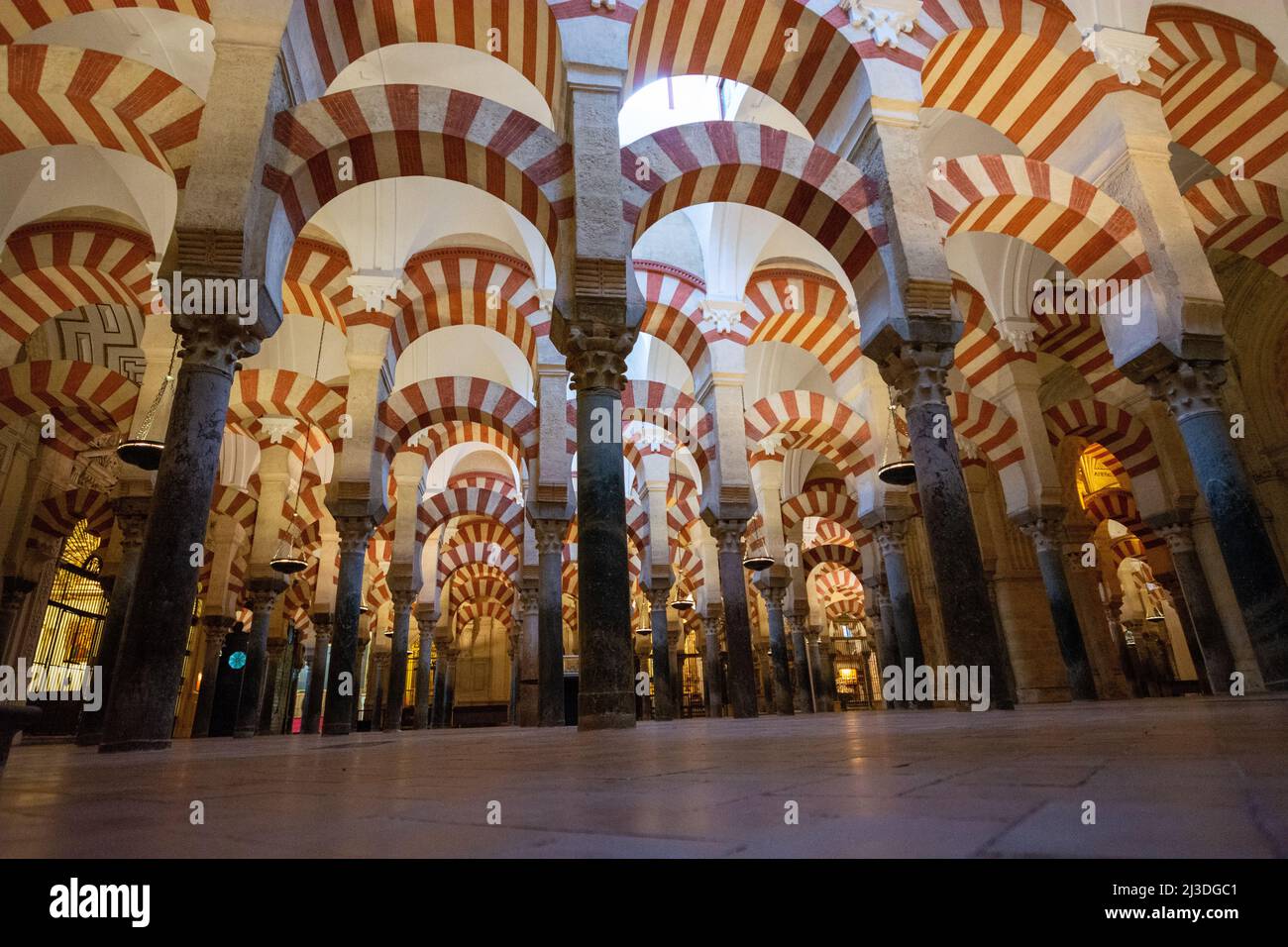Medieval moorish architecture, colorful achways with columns in old ...